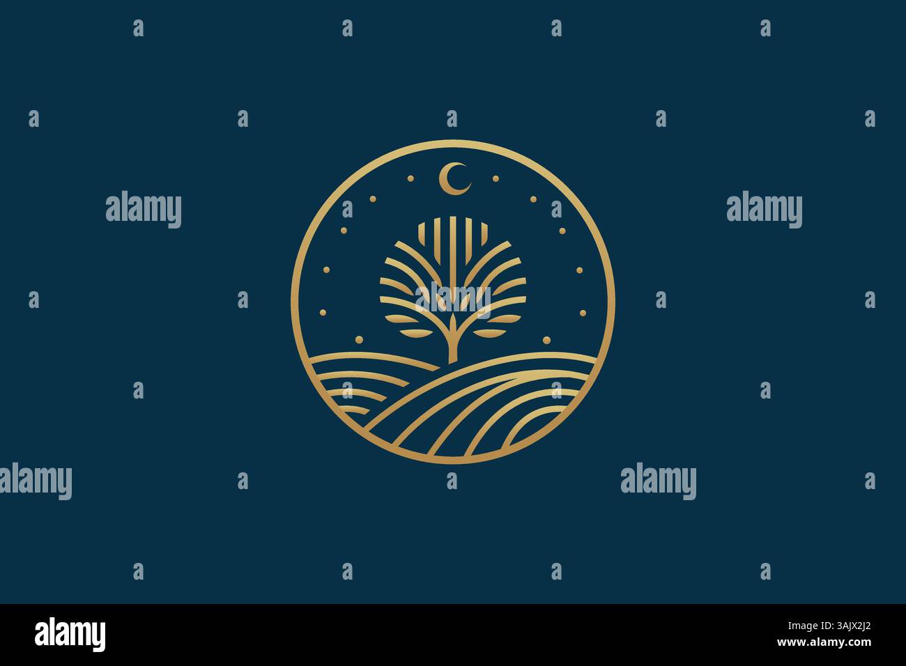 Starry Night Orchard Tree Logo Abstract Luxury Brand Identity Stock ...