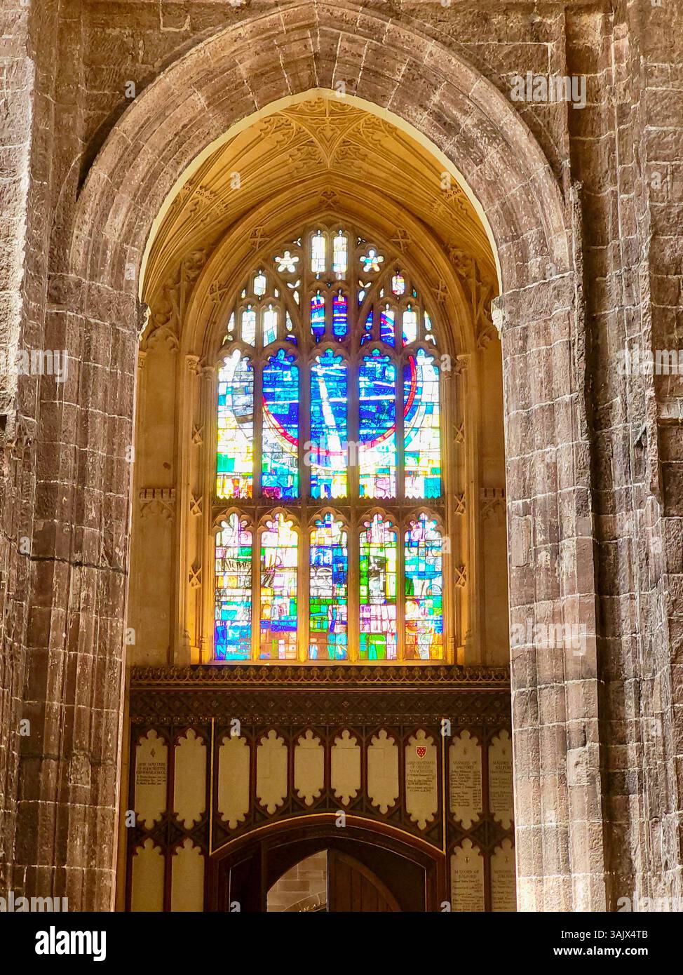 Manchester Cathedral stained glass shot in daylight Stock Photo - Alamy