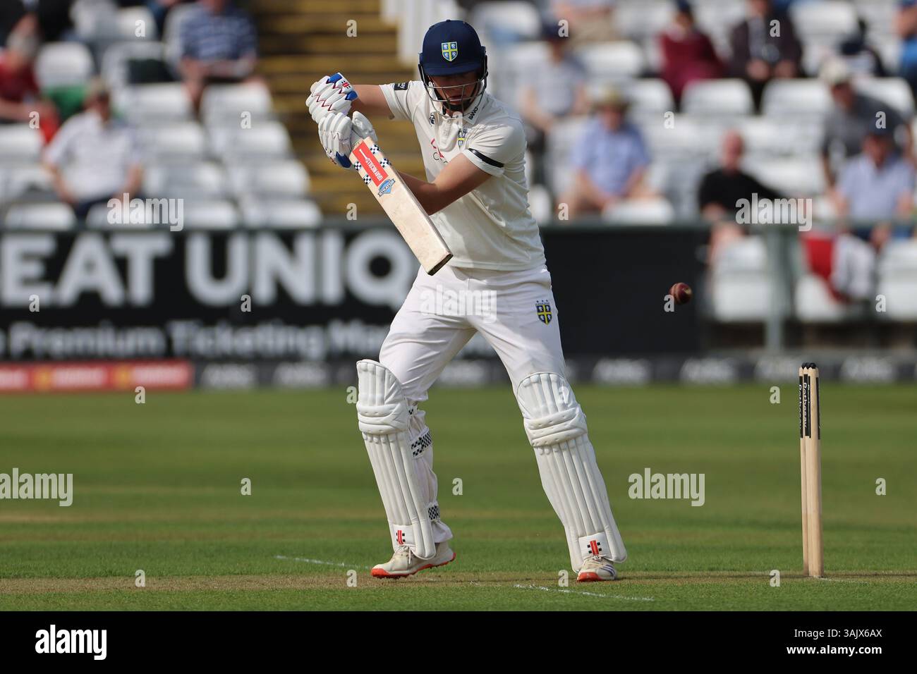 Durham's Ben McKinney is seen batting during the First Day of the ...