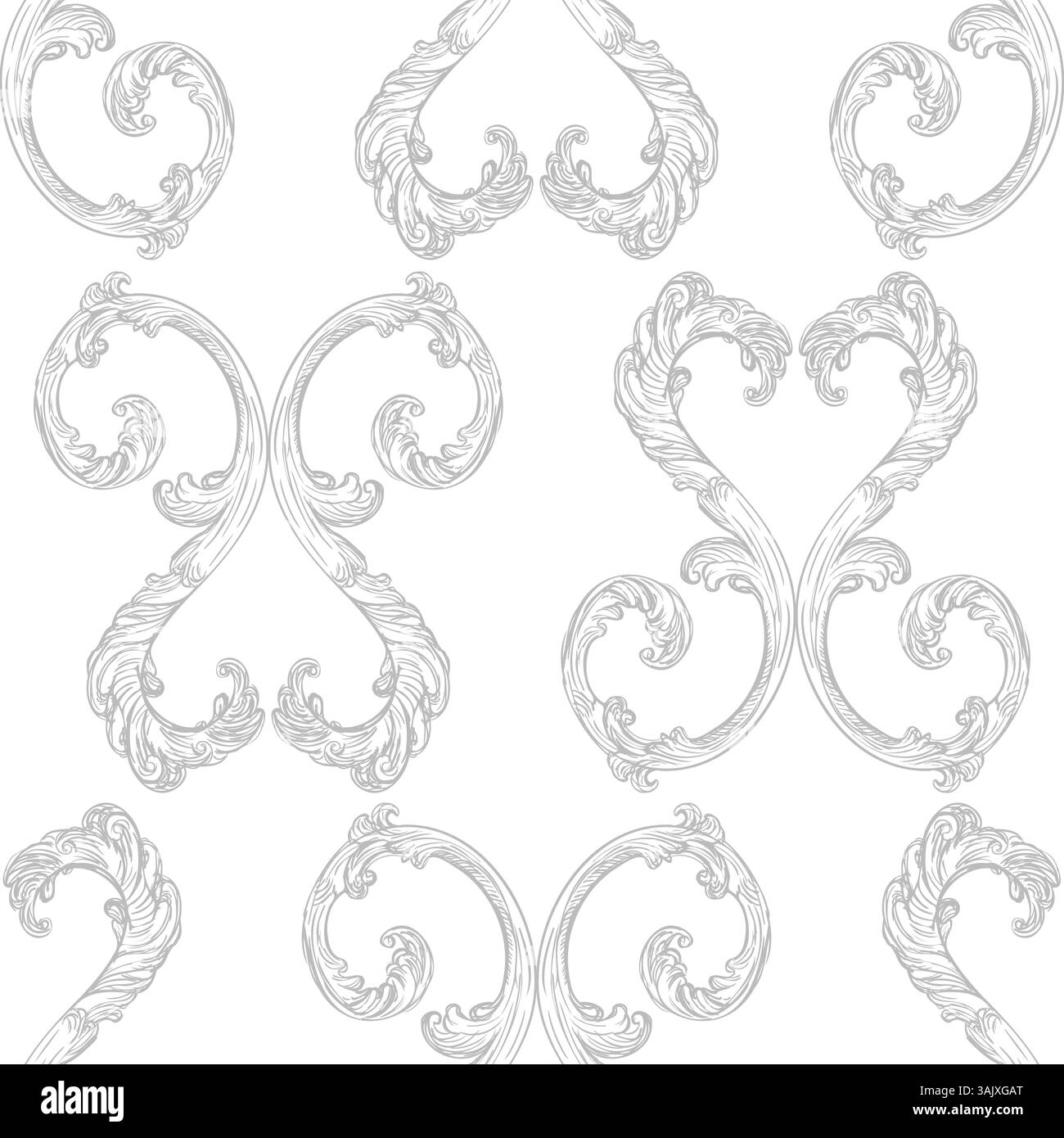 Luxury flourish seamless pattern. Hand drawing damask vintage ...