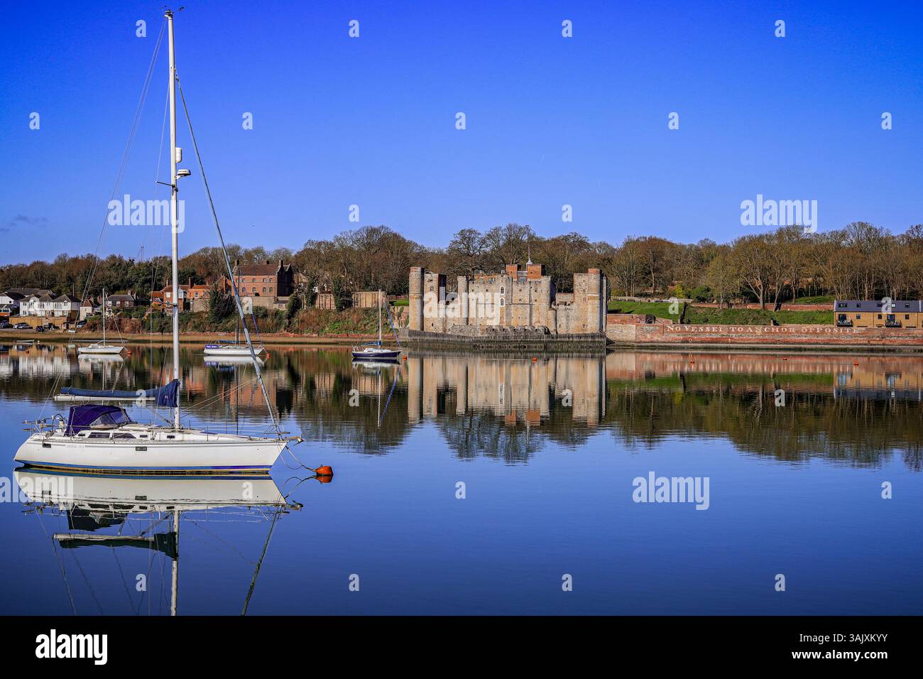 View across the River Medway towards Upnor Castle, Kent, England UK ...