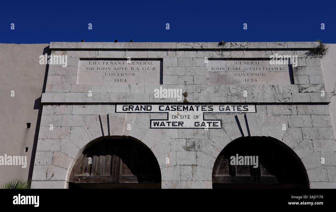 Grand Casemates Gates, a historical landmark in Gibraltar, bearing ...