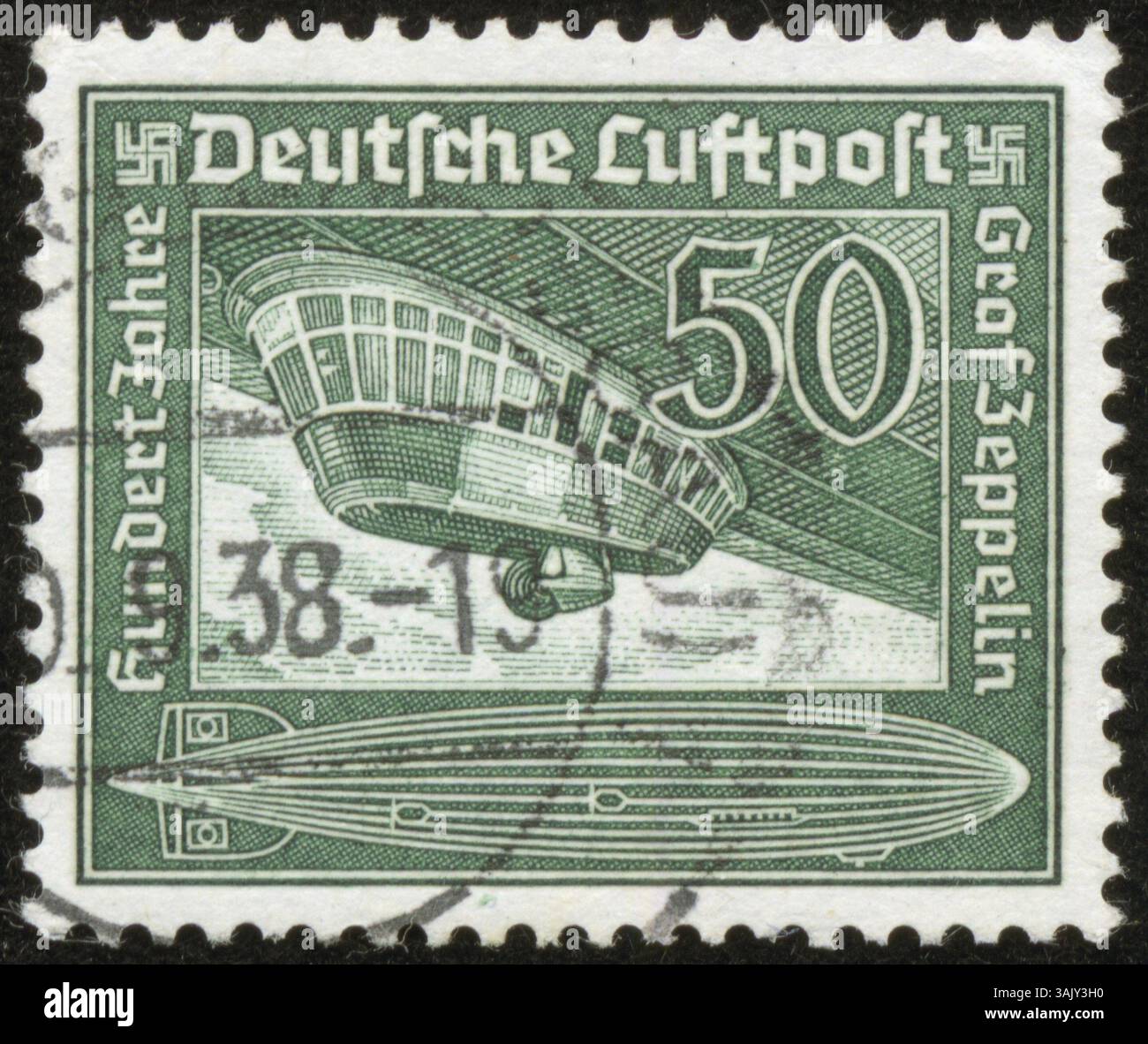 GERMANY - CIRCA 1938: A stamp printed by the fascist Germany Post is entitled German airmail ...