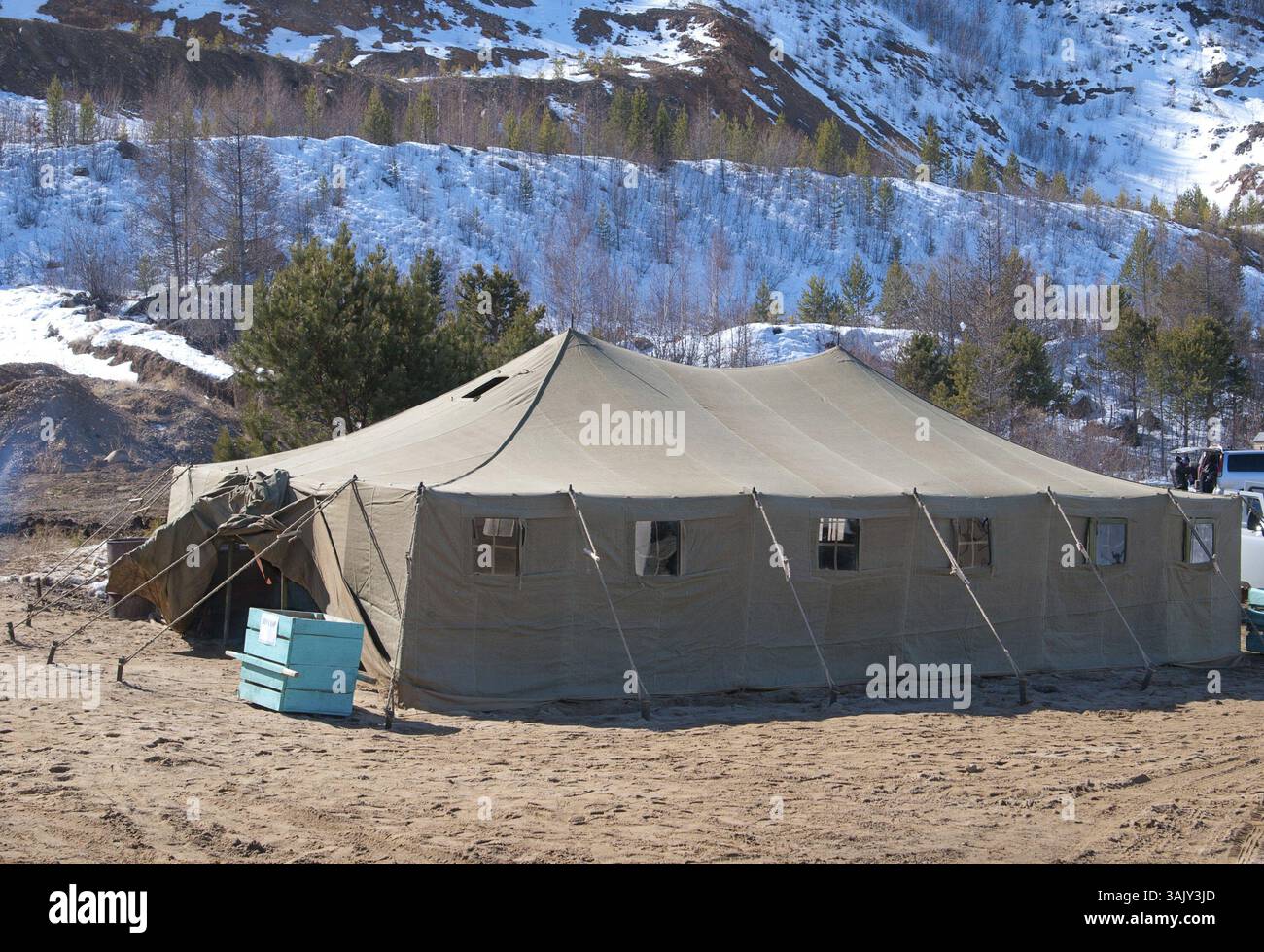 A very big military tent at a mountain foot Stock Photo - Alamy