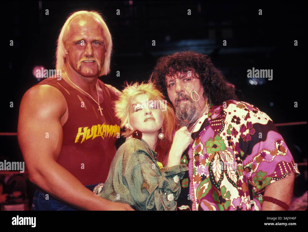 CAPTAIN LOU ALBANO with HULK HOGAN and CYNDI LAUPER 1984.Supplied by ...