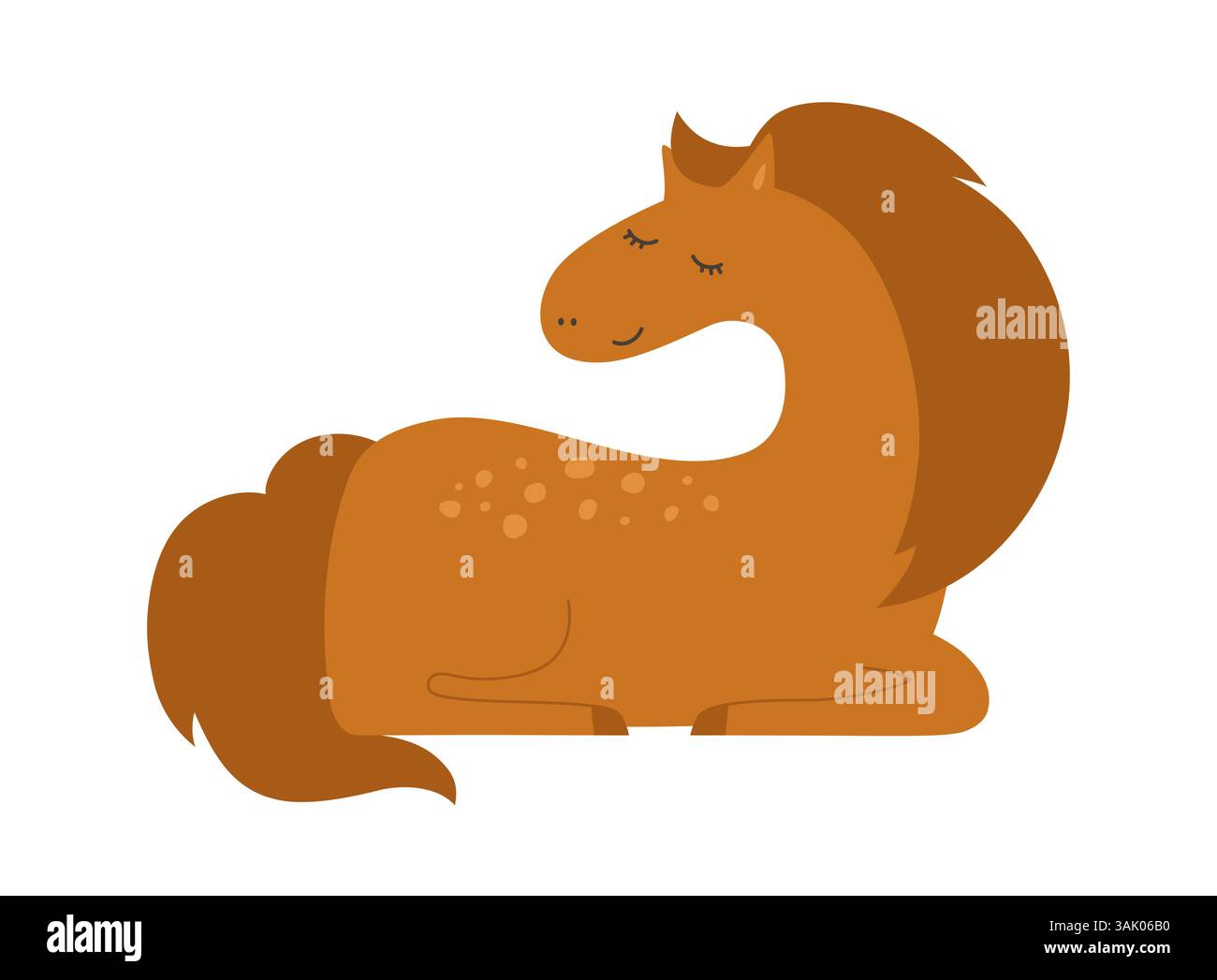 Horse lying resting cartoon vector illustration. Sleeping horse ...