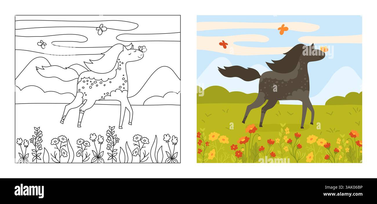 Kids drawing of horse hi-res stock photography and images - Alamy