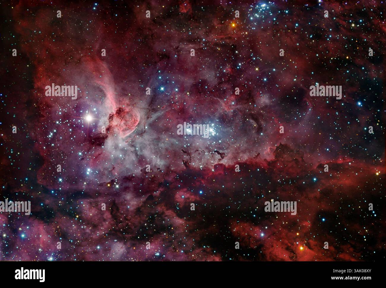 Carina nebula (NGC 3372), optical image. This is an emission nebula, a ...