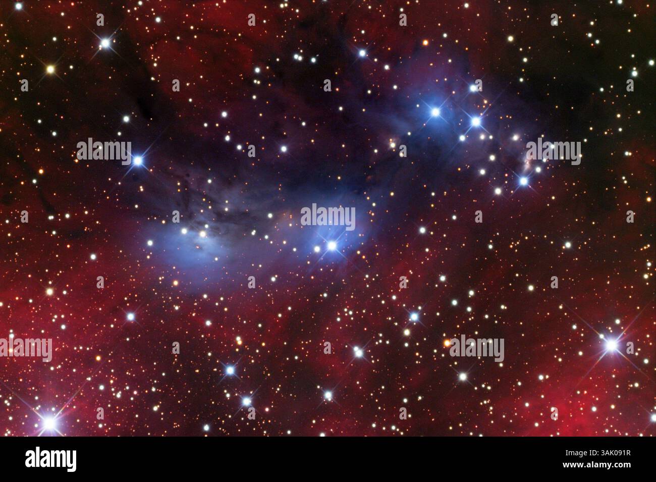 Reflection and emission nebula (NGC 6559), optical image. Emission ...