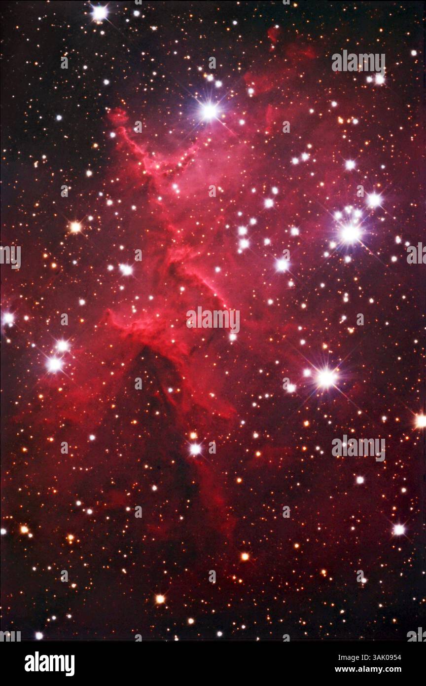 Star cluster Mel-15 in the emission nebula IC 1805. This cluster of hot ...