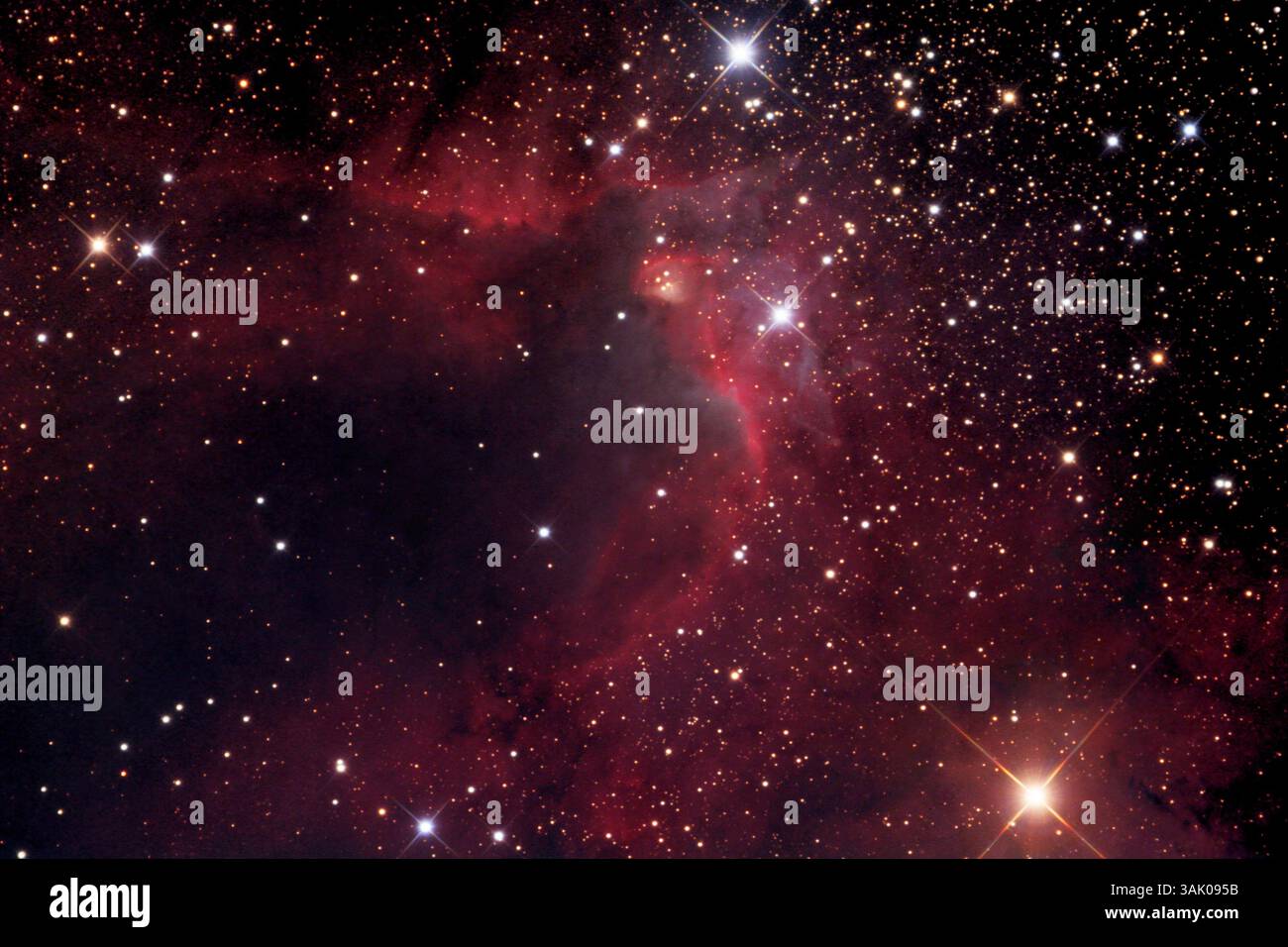 Cave nebula (SH2-155), optical image. This nebula is an emission nebula, known as the Cave ...