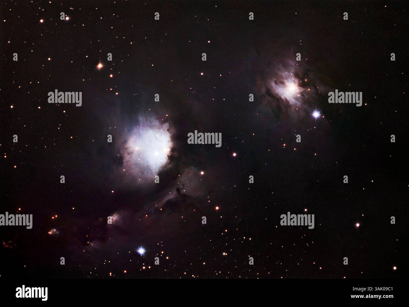 Reflection nebula M78, optical image. This nebula (centre left) is a ...