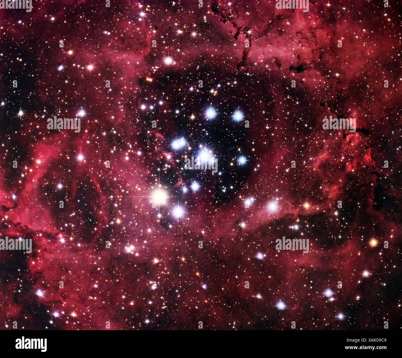Rosette nebula, optical image. The nebula is catalogued as NGC 2237-2239. It surrounds the star ...