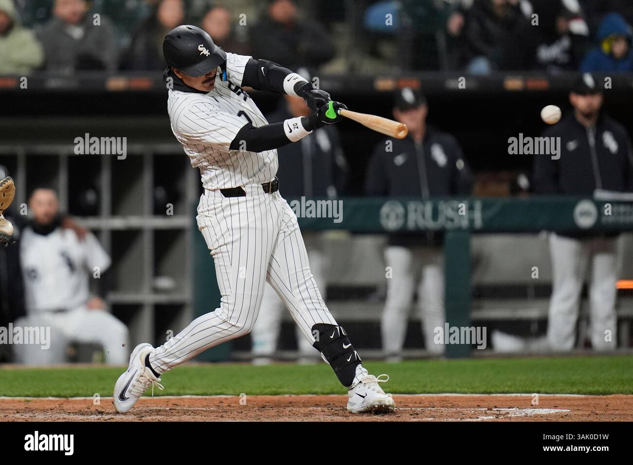 Chicago White Sox's Miguel Vargas hits a two-run double during the ...