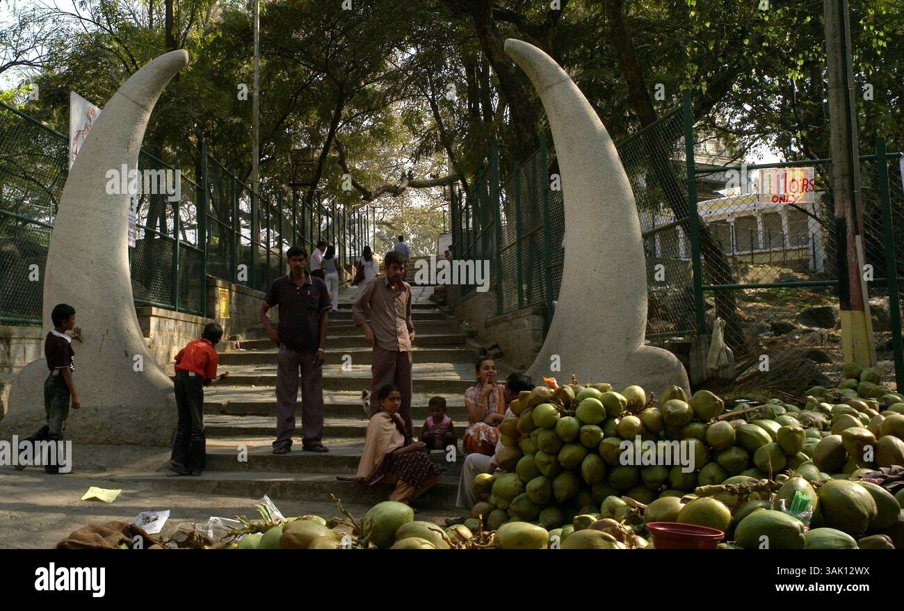 Feb 26, 2009 - Bangalore, India - Concrete horns decorate the entrance ...
