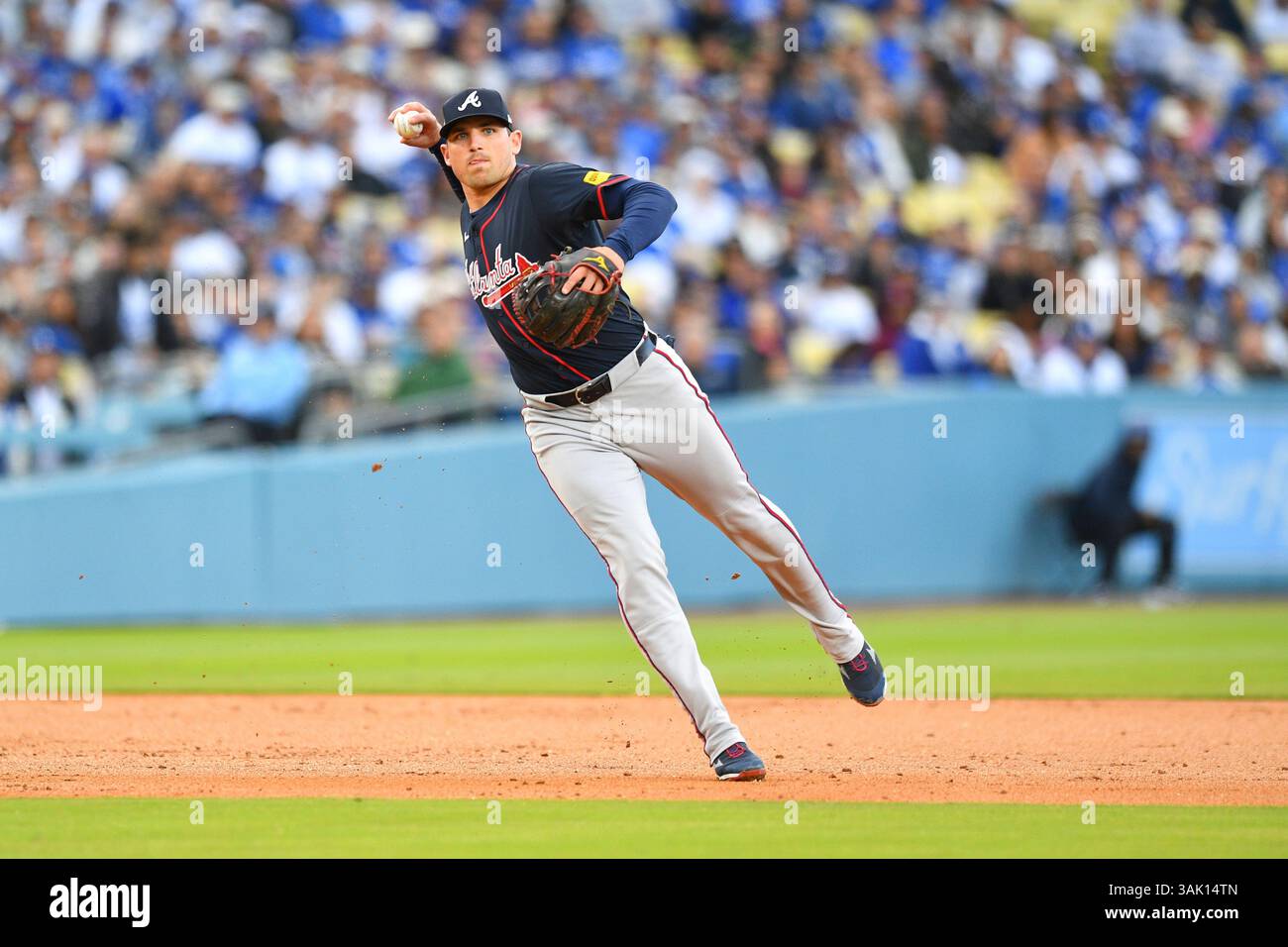 LOS ANGELES, CA - APRIL 02: Atlanta Braves third baseman Austin Riley ...