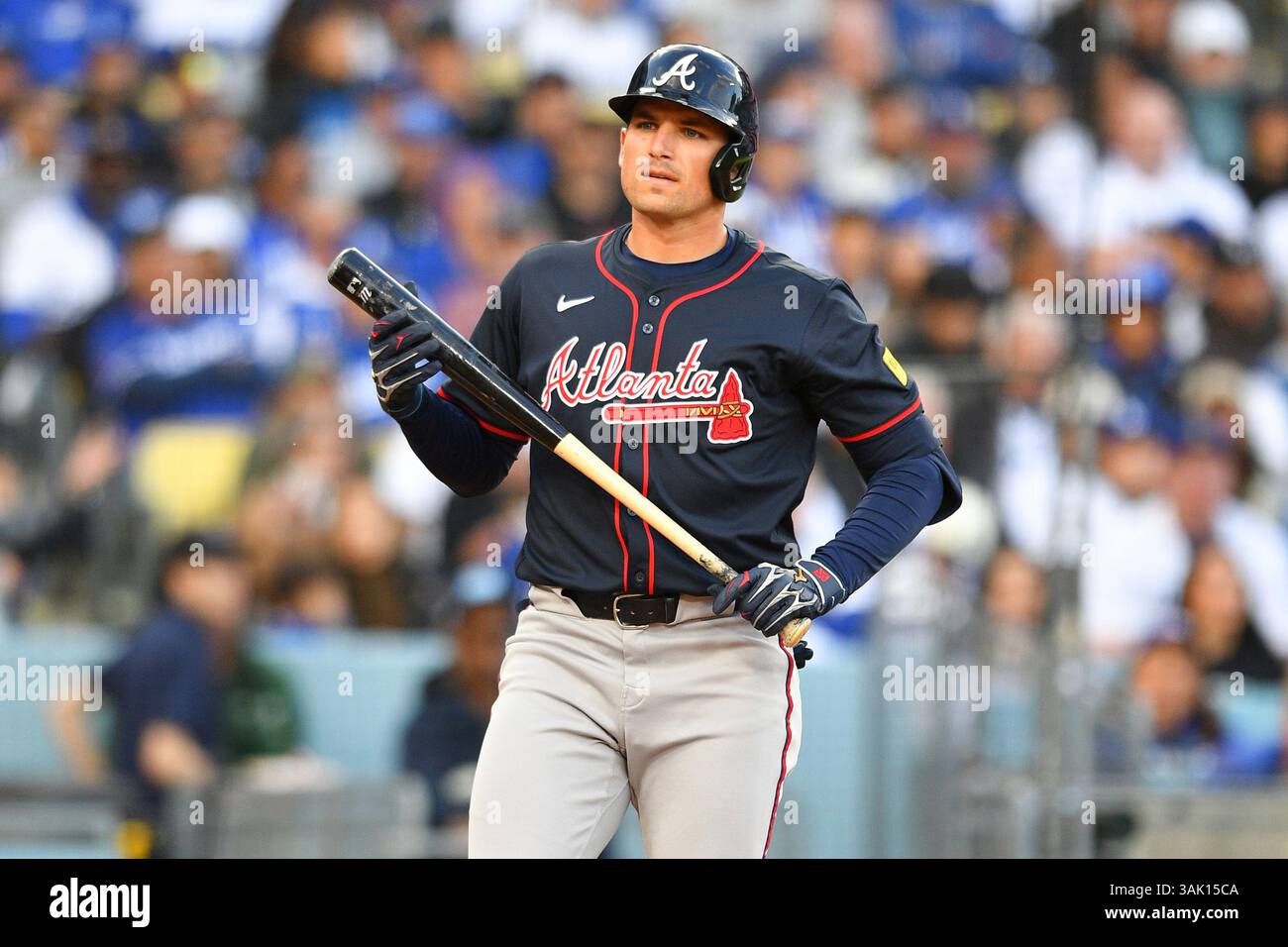 LOS ANGELES, CA - APRIL 02: Atlanta Braves third baseman Austin Riley ...