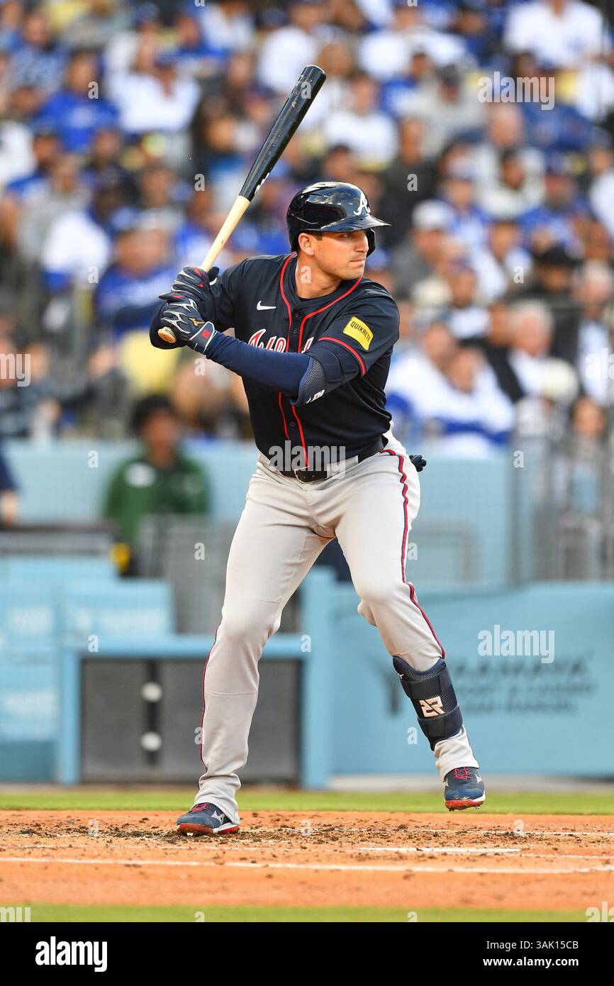 LOS ANGELES, CA - APRIL 02: Atlanta Braves third baseman Austin Riley ...