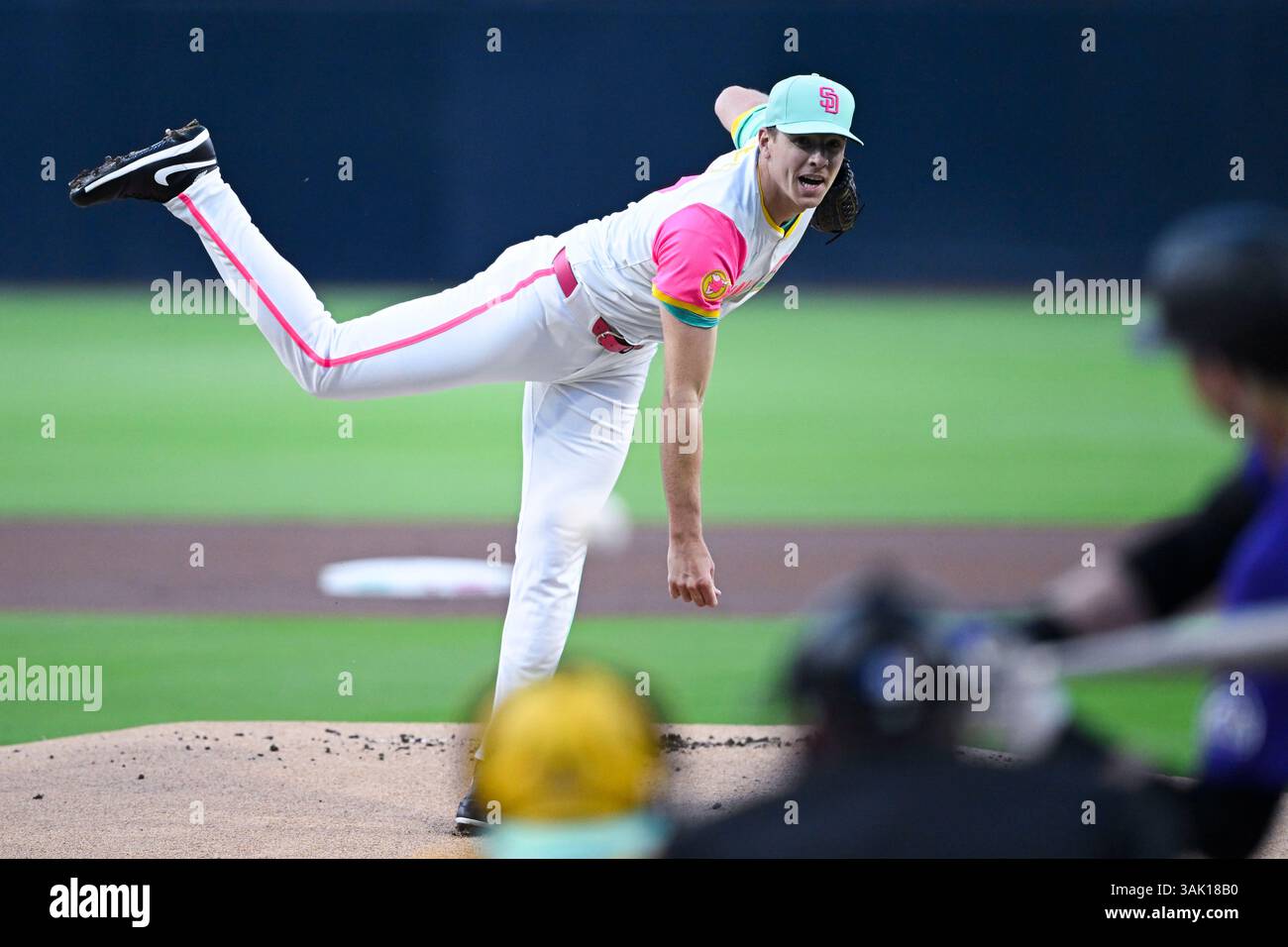 San Diego Padres starting pitcher Nick Pivetta (27) delivers during the ...