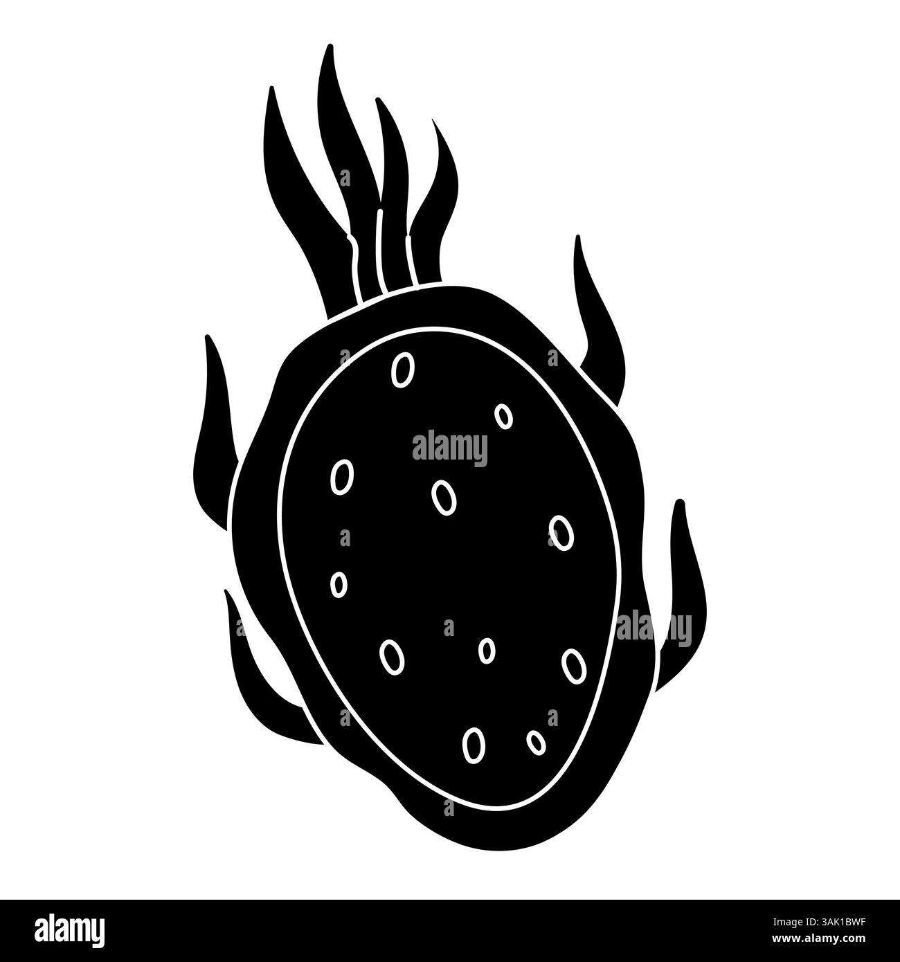 Unique black and white illustration of a stylized underwater creature with tentacles and spots ...