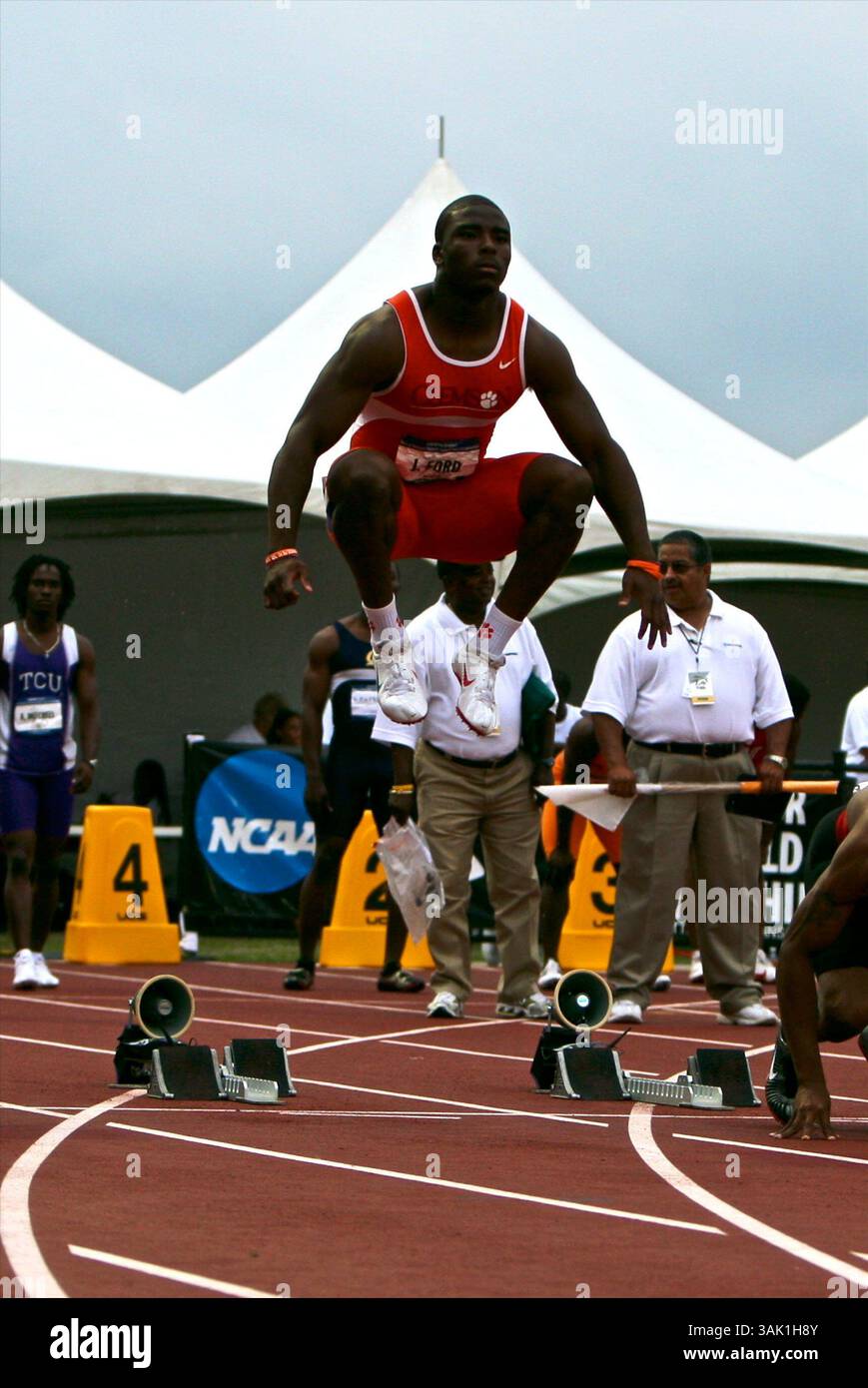 June 10, 2009: Clemson sprinter Jacoby Ford loosens before the 100..The ...