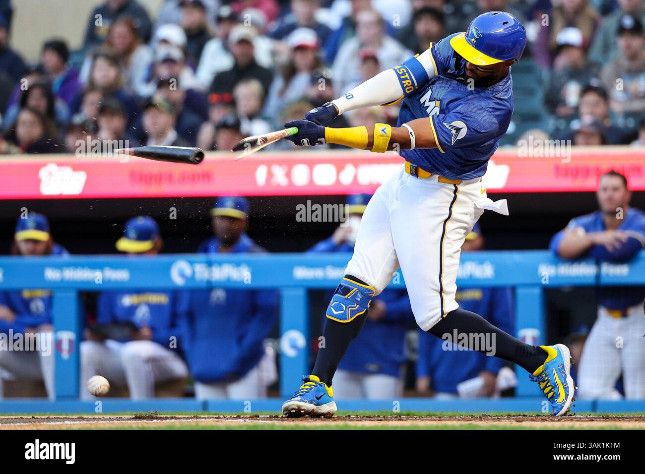 Minnesota Twins' Willi Castro hits into a groundout during the first ...