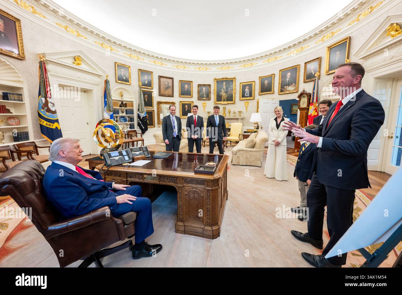 President Donald Trump participates in the swearing-in ceremony for ...