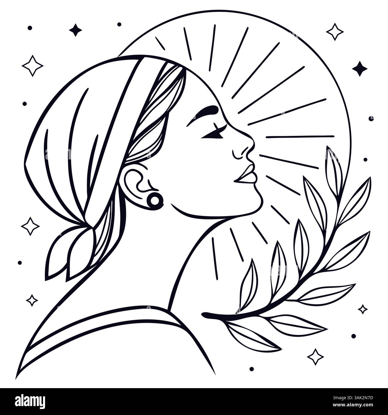 Line art spiritual woman Stock Vector Images - Alamy