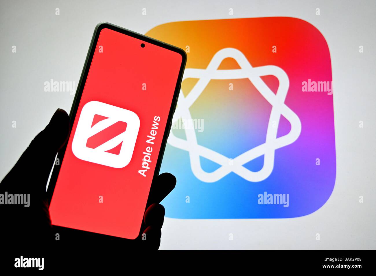 India. 10th Apr, 2025. In this photo illustration, an Apple News logo ...