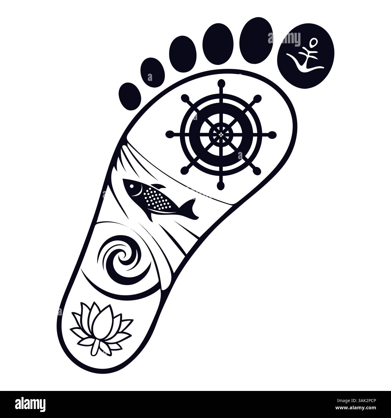 Footprint with Anchor Wheel Lotus Stock Vector Image & Art - Alamy