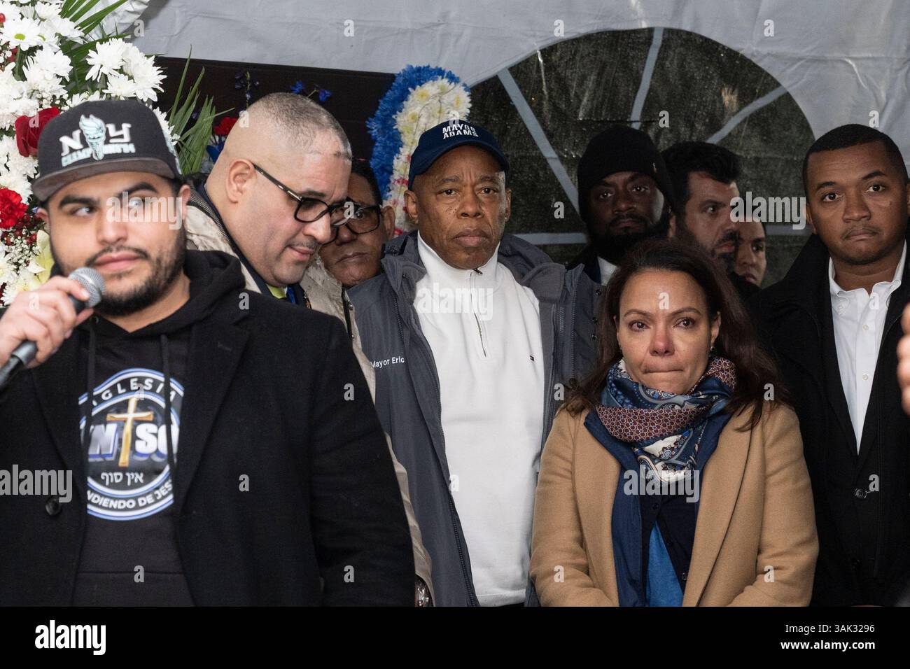 Mayor Eric Adams attends vigil rally at Quisqueya Plaza in New York on ...