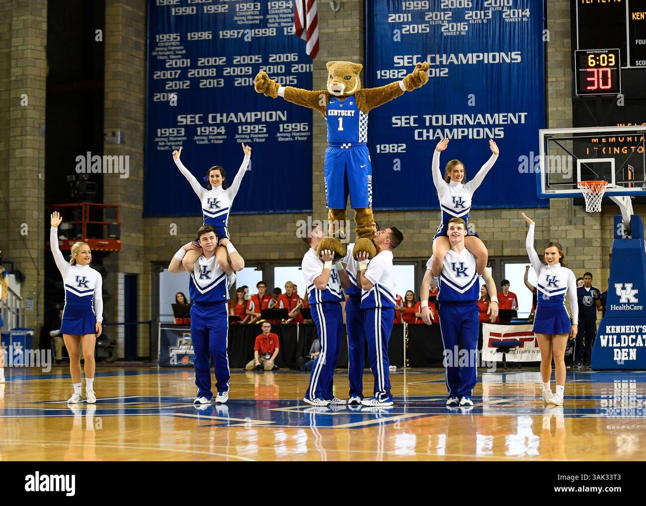 March 17, 2017 Kentucky Wildcats cheerleaders built a pyramid during ...