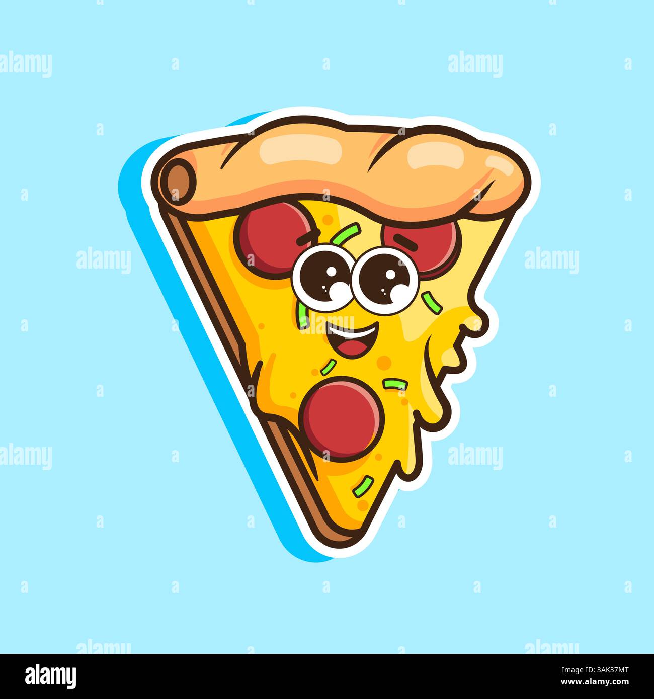 Slice Pizza Kawaii Sticker Cartoon Design Vector Stock Vector Image ...