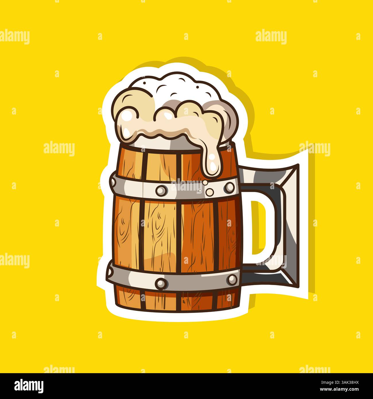 Vector illustration of sticker beer Cartoon Design Stock Vector Image ...