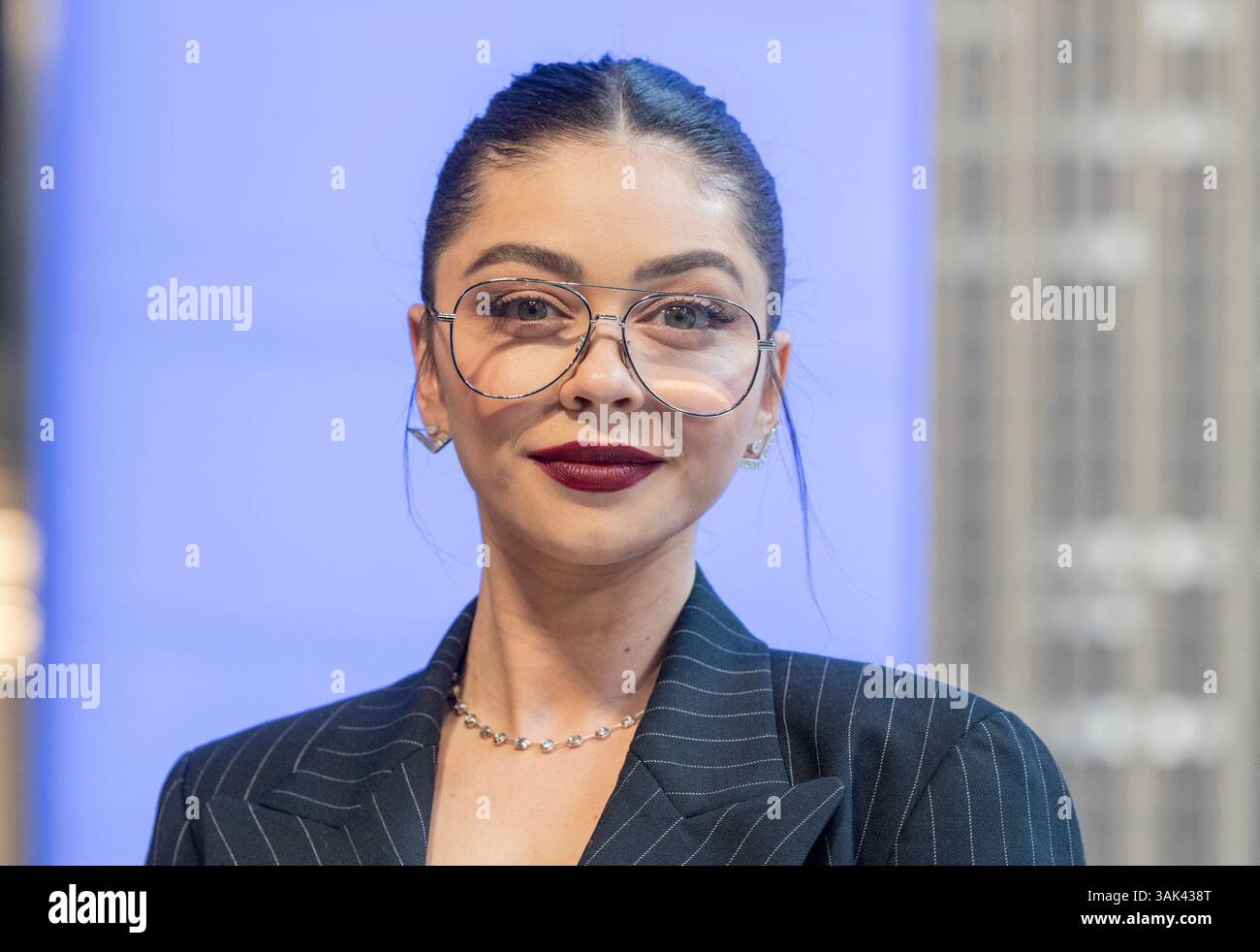 New York, NY, April 11, 2025: Sarah Hyland wearing suit by Evelyne ...