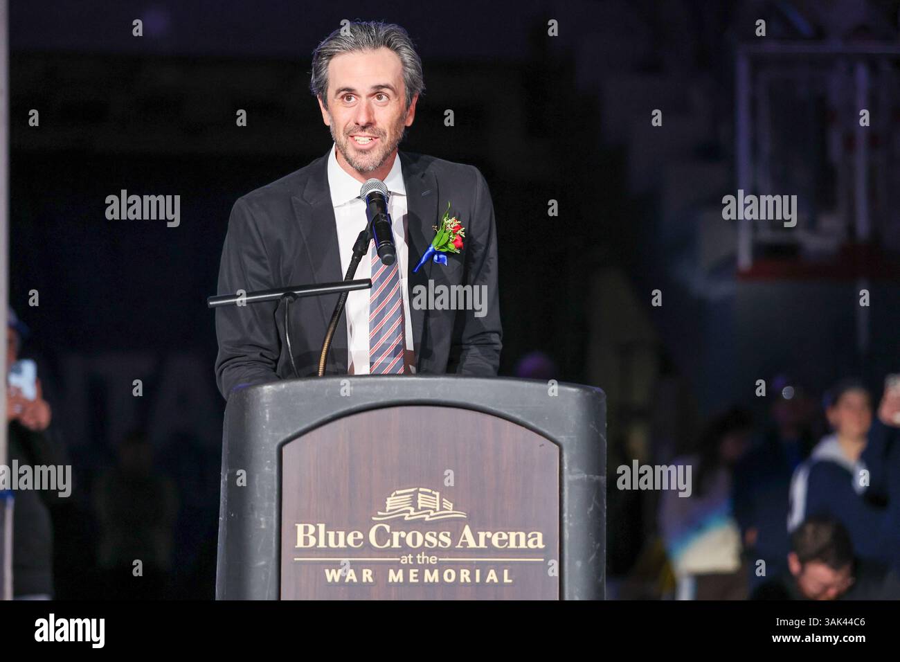 Rochester, New York, USA. 11th Apr, 2025. Former NHL goaltender Ryan ...
