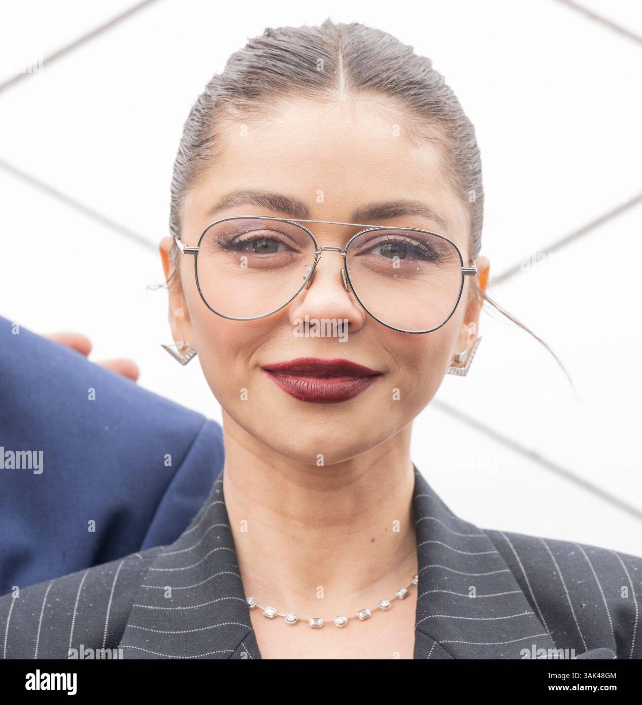 New York, USA. 11th Apr, 2025. Sarah Hyland wearing suit by Evelyne ...
