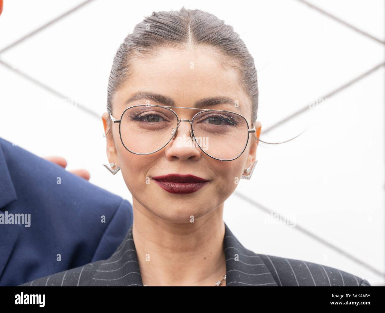 New York, USA. 11th Apr, 2025. Sarah Hyland wearing suit by Evelyne ...