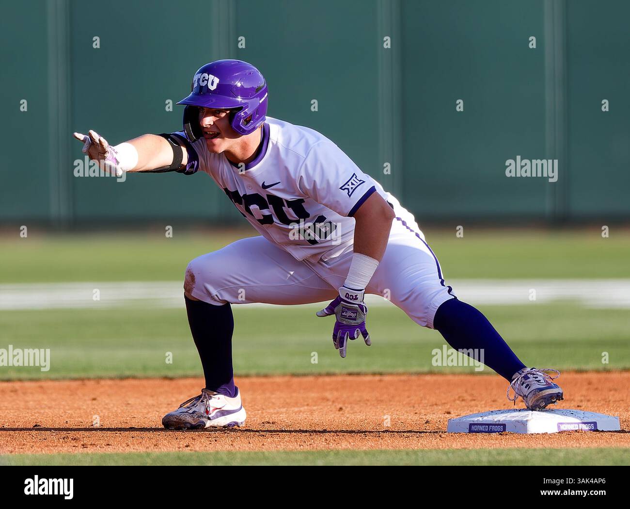 April 11, 2025: Texas Christian University's Nolan Trager (16) signals ...