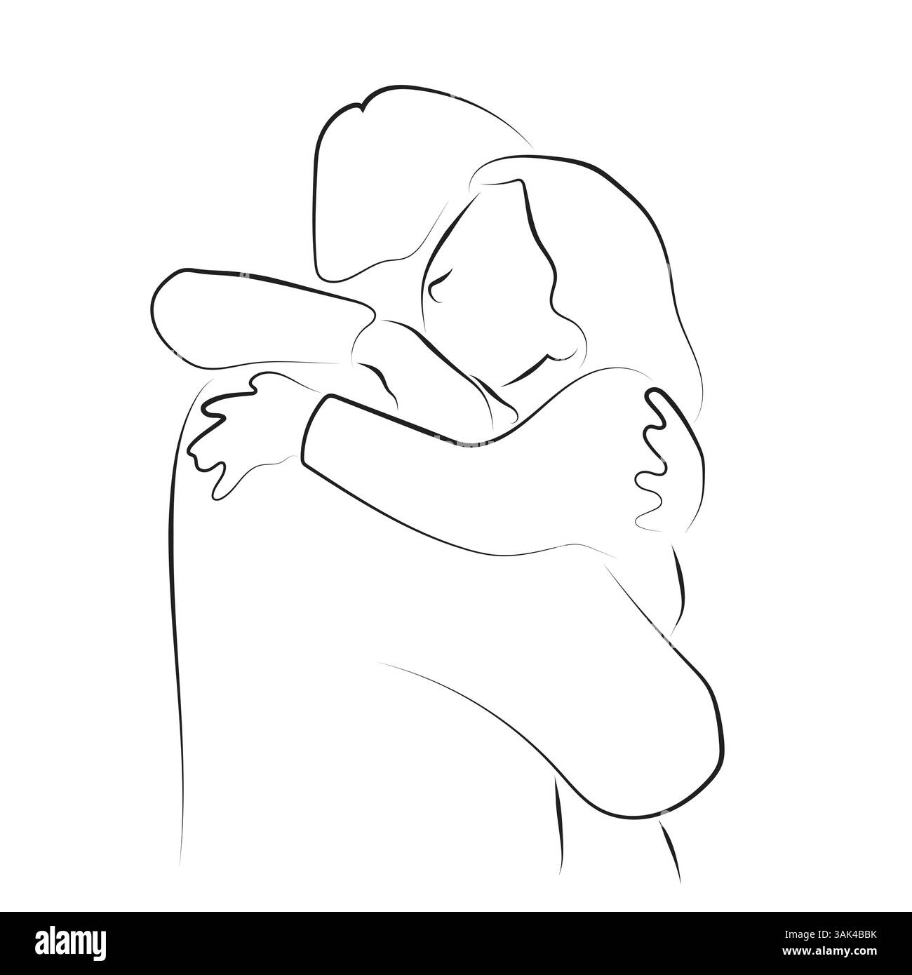 happy lover couple hugging each other illustration vector hand drawn ...