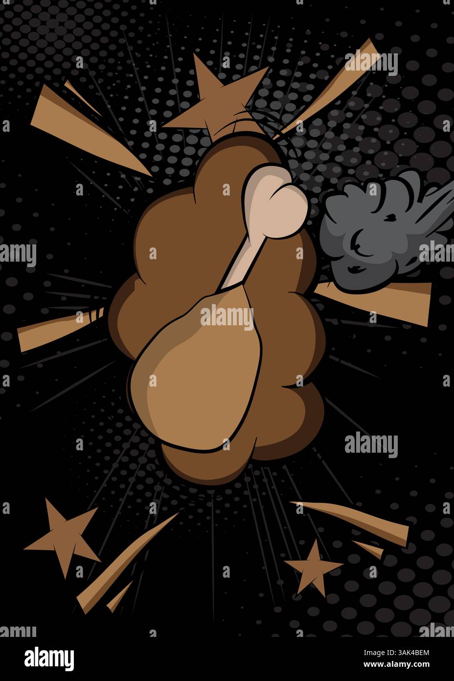 Cartoon chicken drumstick and thigh, comic book Food. Retro vector ...