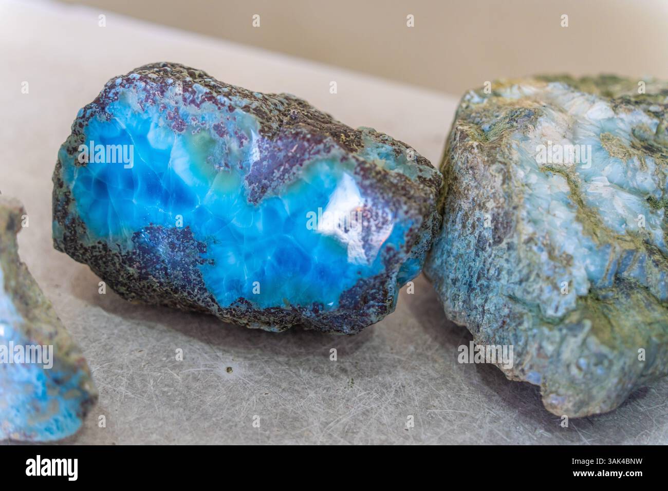 Samples of Larimar Quartz bluestone in a shop Stock Photo - Alamy