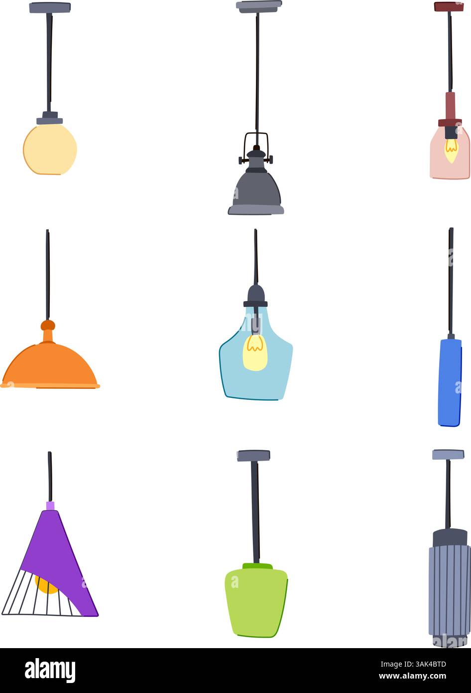 pedant lights set cartoon vector illustration Stock Vector Image & Art ...