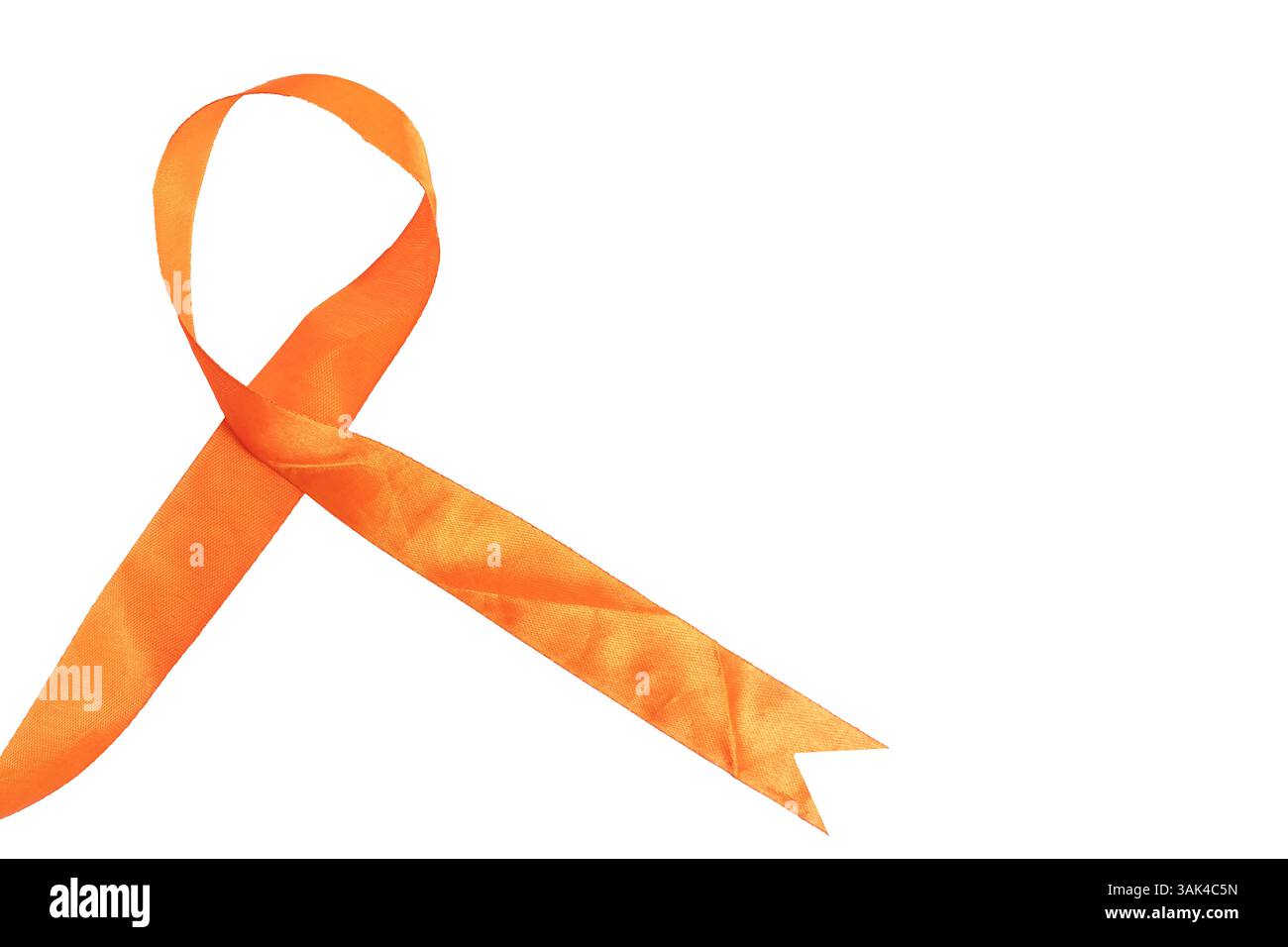 The orange awareness ribbon is shown on a white background ...
