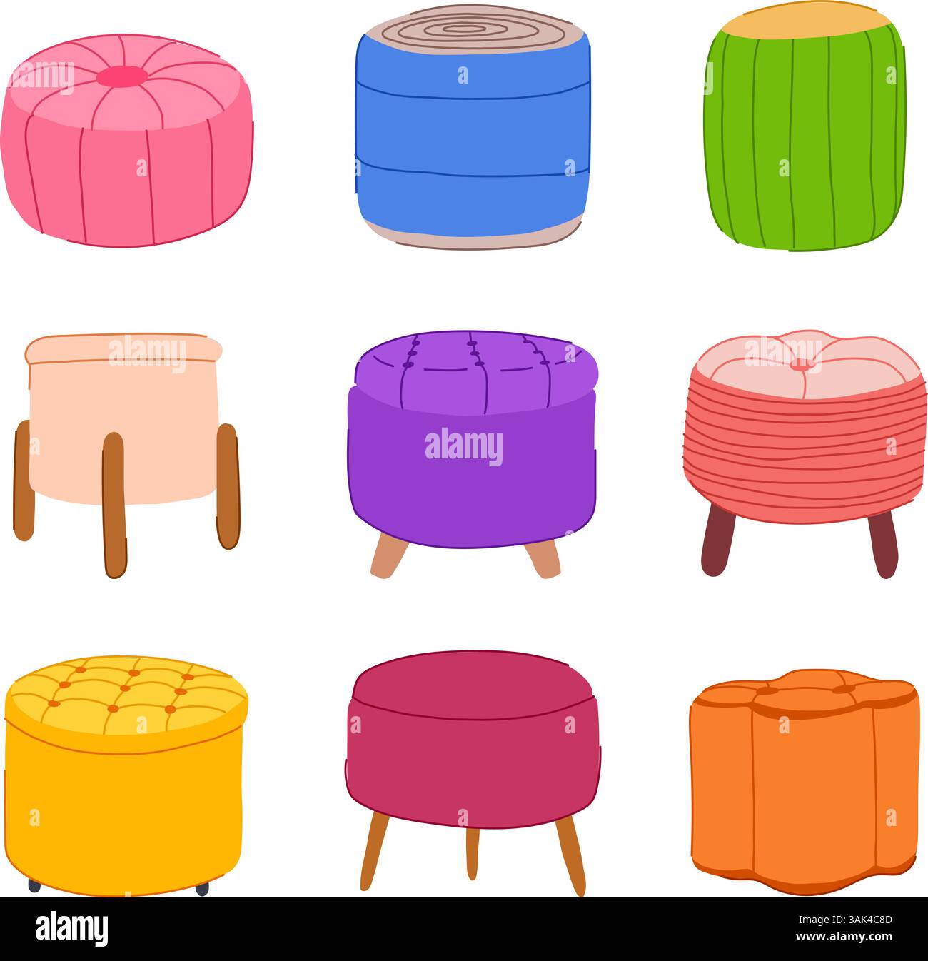 pouf set cartoon vector illustration Stock Vector Image & Art - Alamy