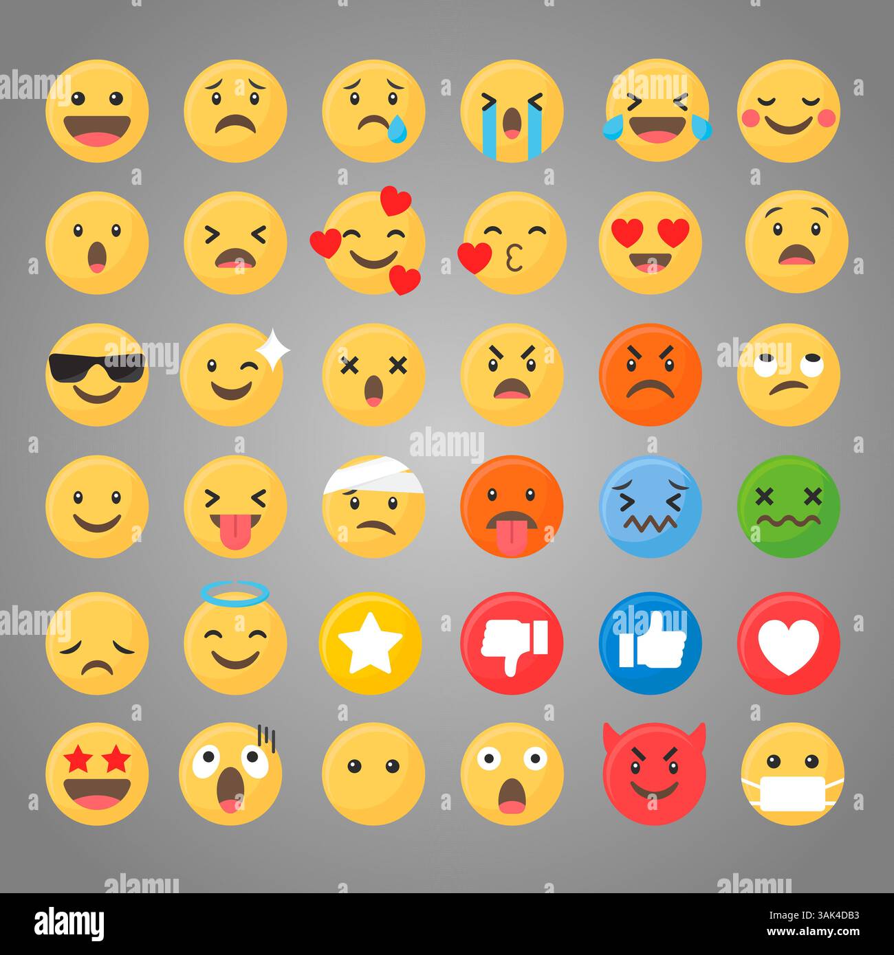 Vector all emojis set funny network emoticon set Stock Vector Image ...