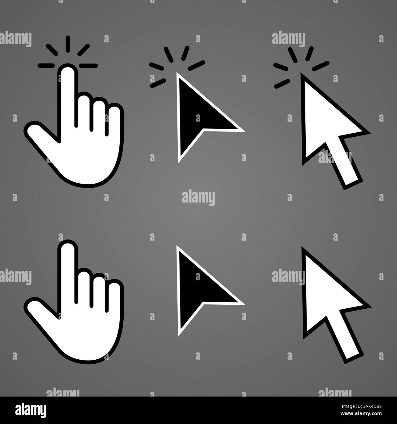 Click icon isolated on black background cursor symbol modern Stock ...