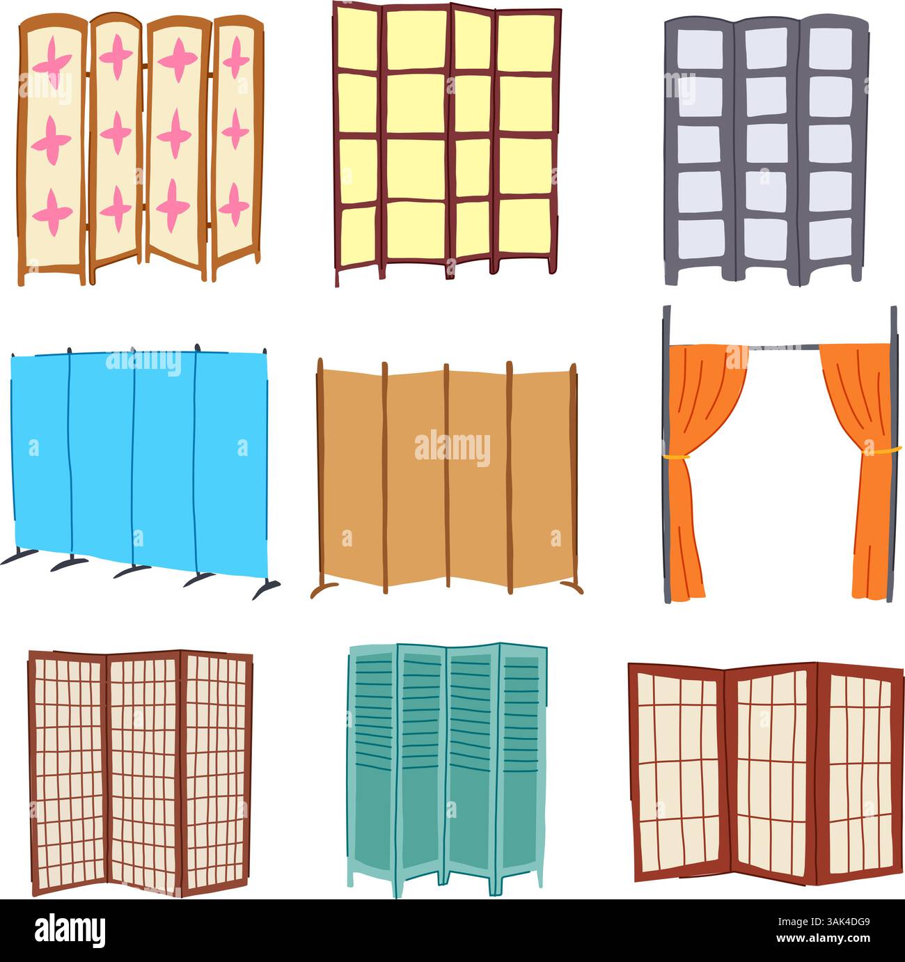 room divider set cartoon vector illustration Stock Vector Image & Art ...