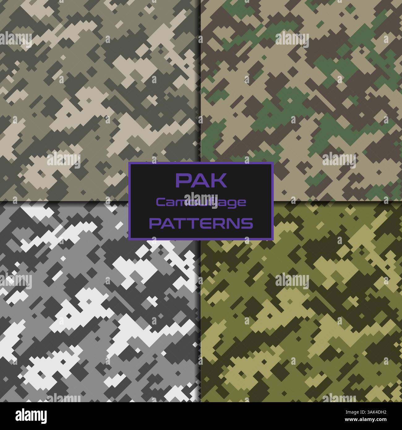 Pack seamless pixel pattern disguise military Stock Vector Image & Art ...