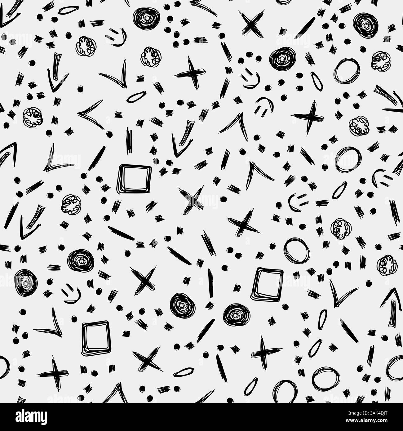 Hand drawn pattern with circles arrows doodle crosses Stock Vector ...